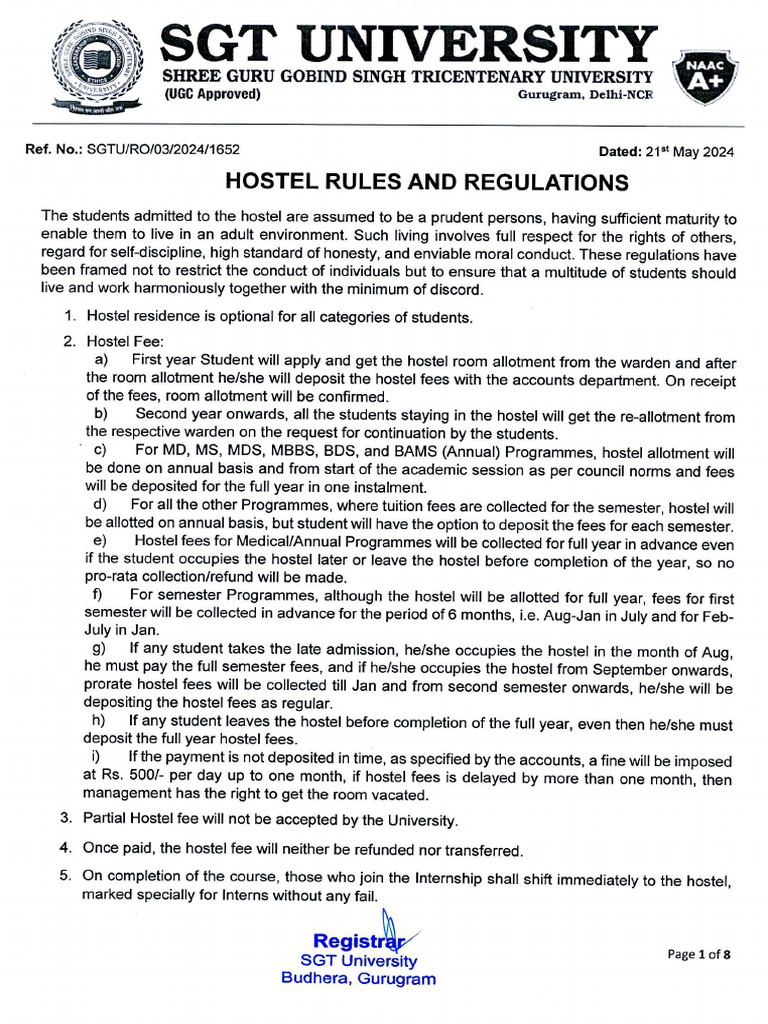 Hostel Rules | PDF