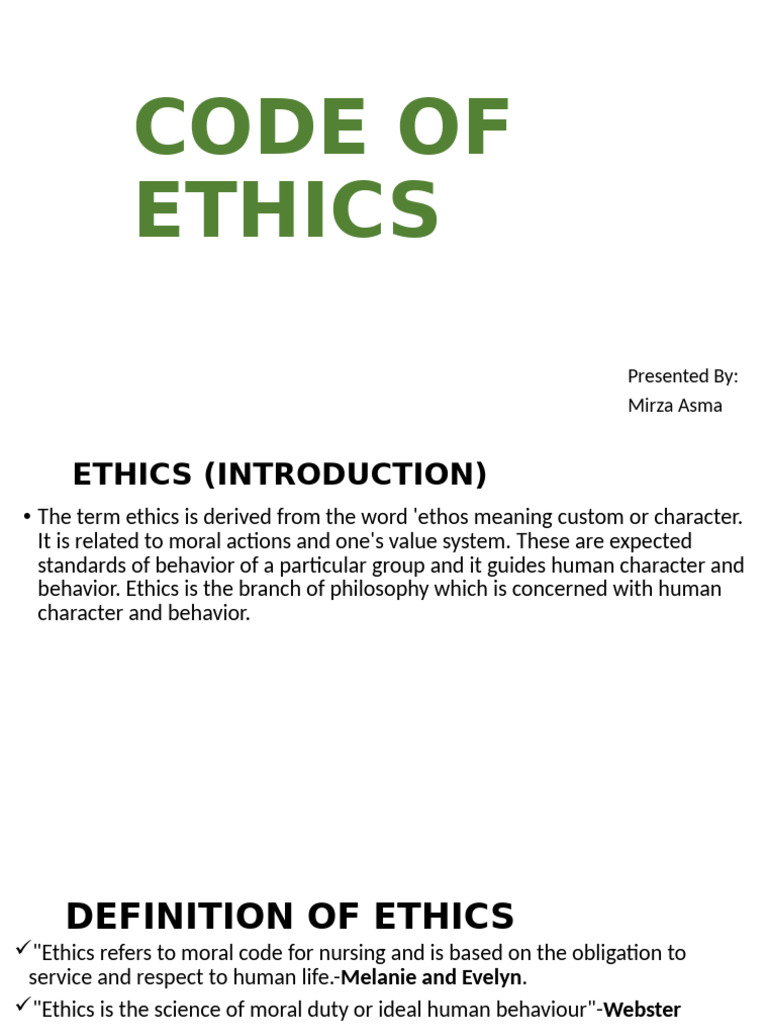 Code of Ethics | PDF | Nursing | Crimes