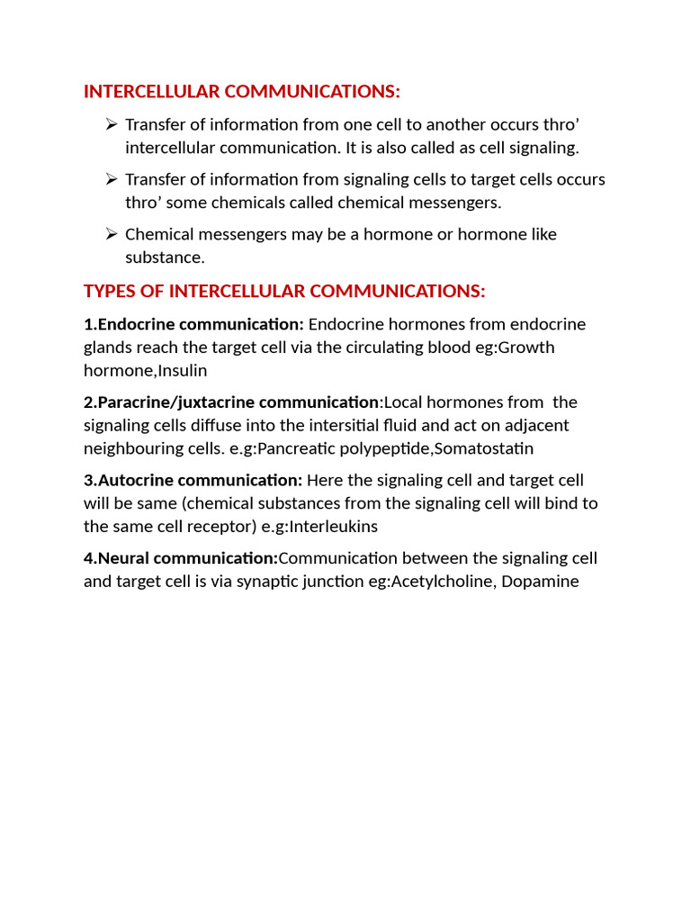Intercellular Communications | PDF | Cell Signaling | Hormone