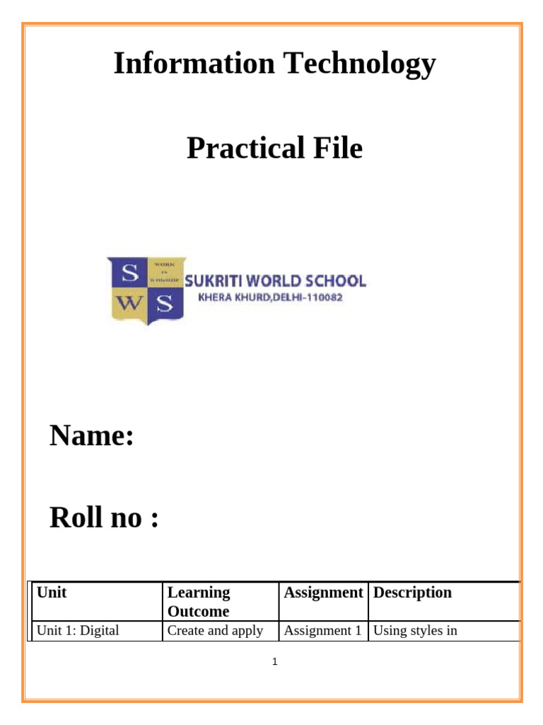 IT Practical File 2024 25 Using Libre Office | PDF | Spreadsheet | Worksheet