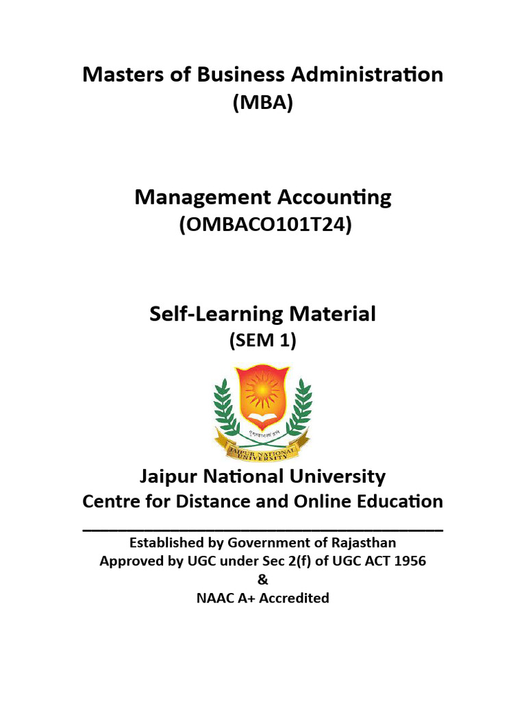 MBA Management Accounting O | PDF | Financial Accounting | Cost Accounting