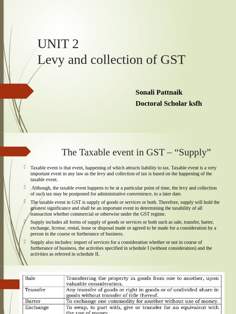 UNIT 2 Levy and Collection of Gst | PDF | Value Added Tax | Taxes