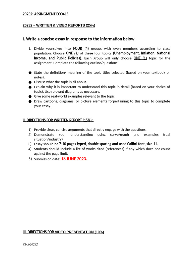 20232_II_MACRO_Group_Assignment_Report_Instructions_ECO415 | PDF ...