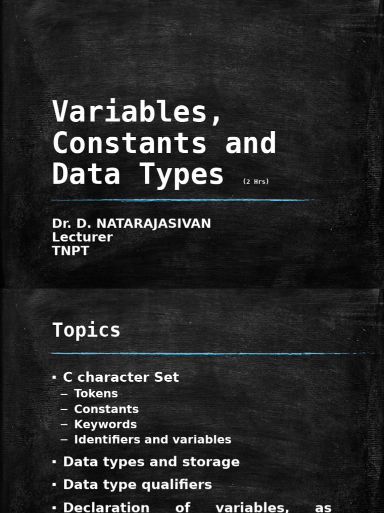 1.4 Vari Const and DTyp | PDF | Integer (Computer Science) | Data Type
