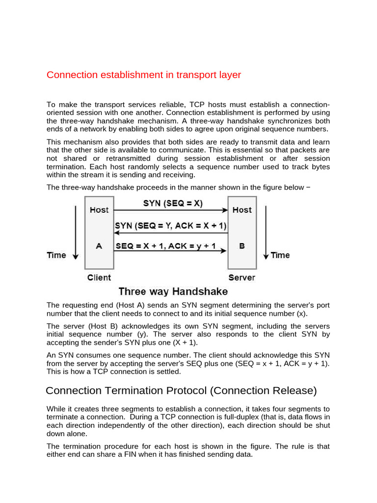 Connection Establishment in Transport Layer | PDF