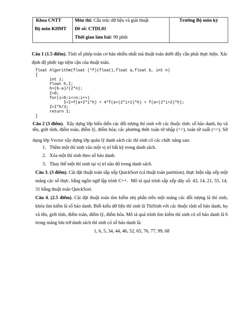 De Thi CTDLGT k49 Lan 2 | PDF