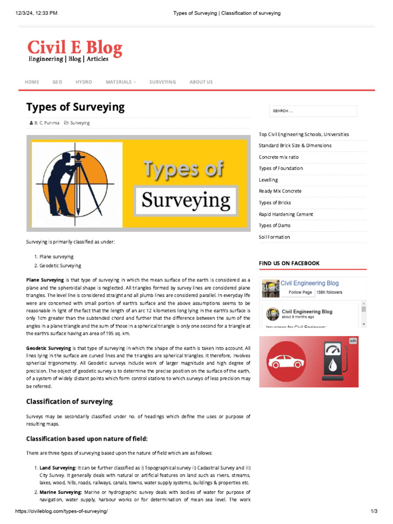 Types of Surveying - Classification of Surveying | PDF | Surveying | Triangle