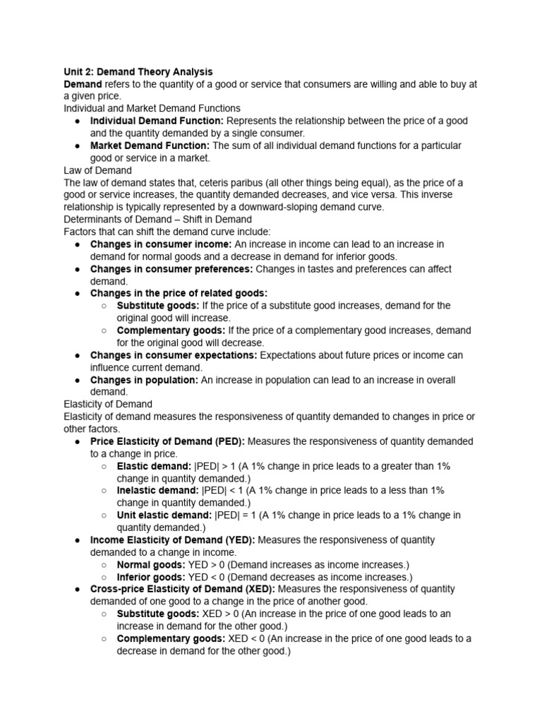 Unit -2_ Demand Theory Analysis_ Individual and Ma.. | PDF | Demand | Demand Curve