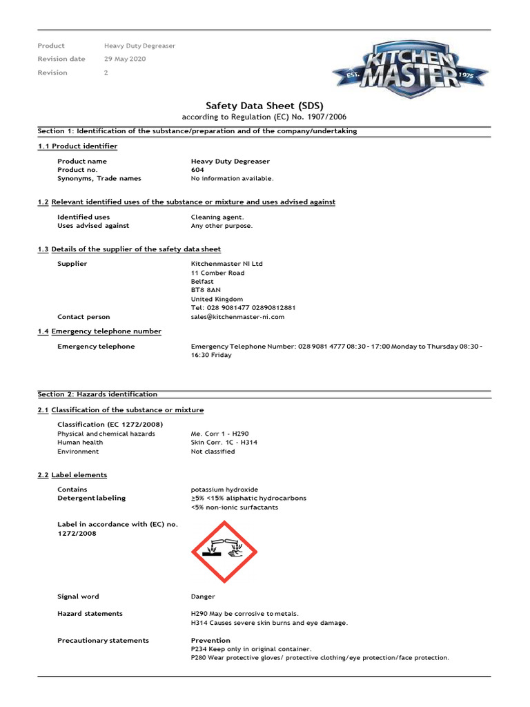 604 - Heavy Duty Degreaser | PDF | Toxicity | Environmental Science
