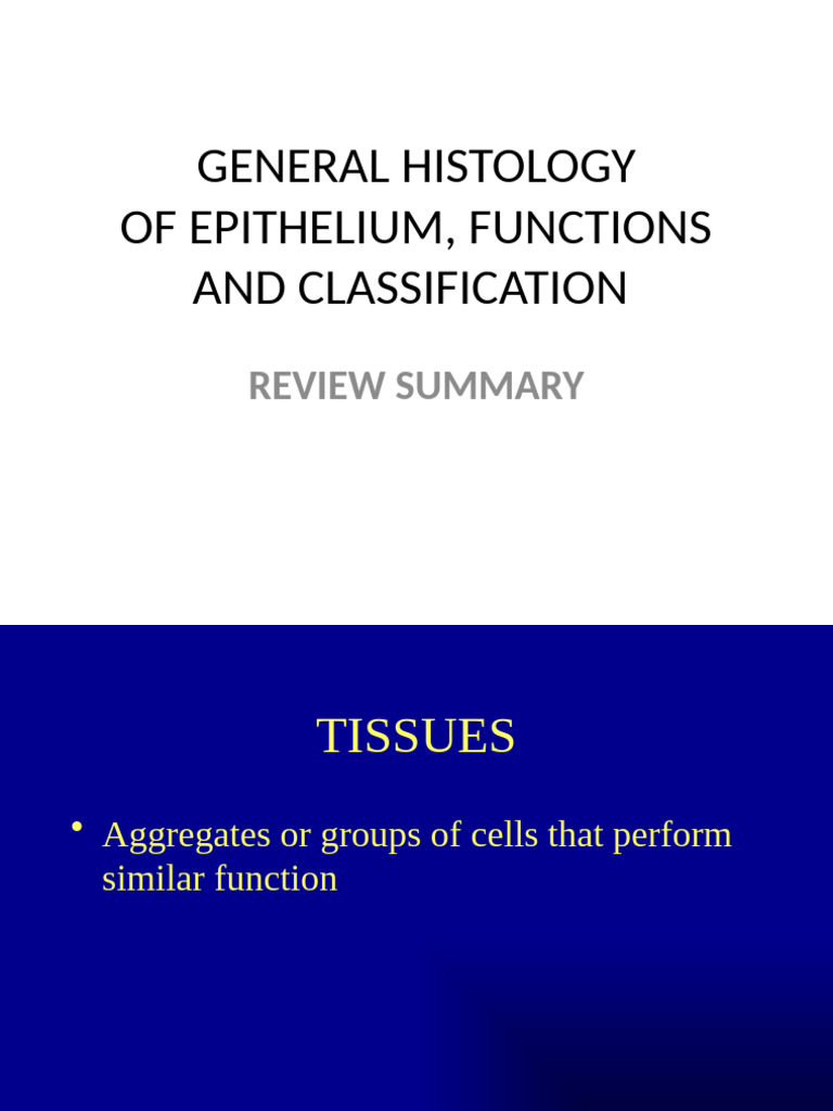 General Histology of Epithelium and Glands | PDF | Epithelium | Tissue ...