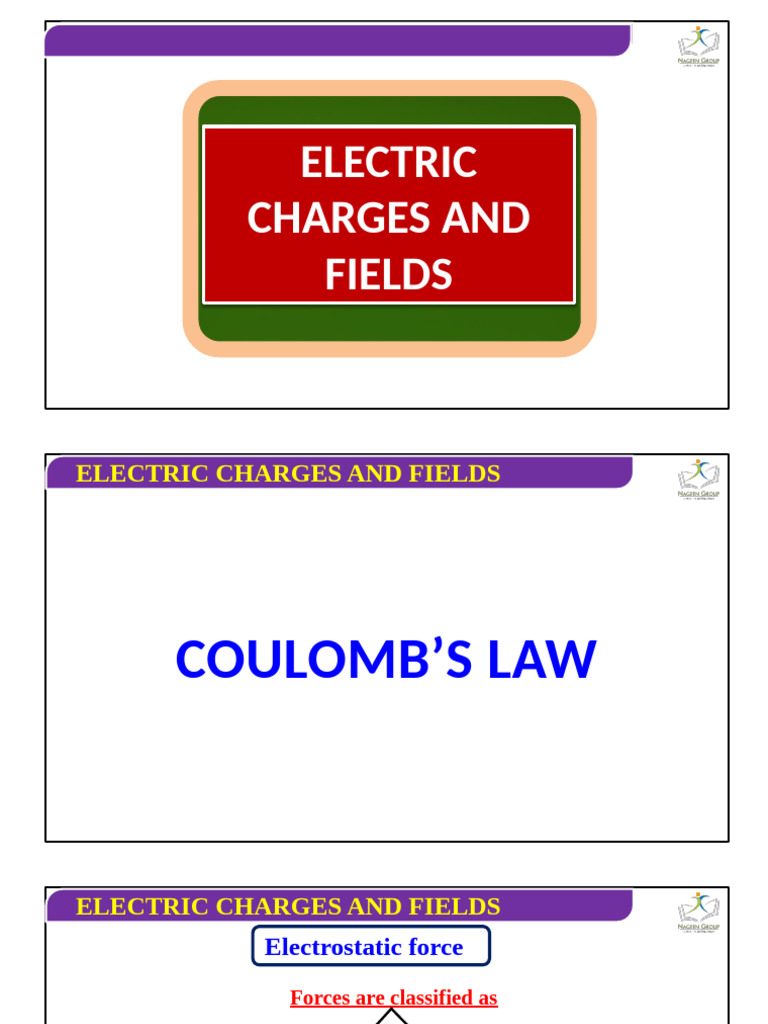 Physics - XII - Electric Charges - Fields - Coulombs Law | PDF | Force ...