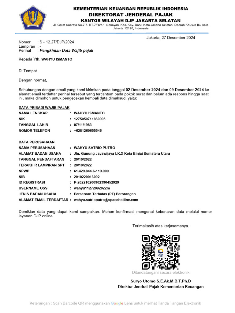 Pengkinian Data Wajib Pajak-Wahyu Satrio Putro-Wahyu Ismanto | PDF