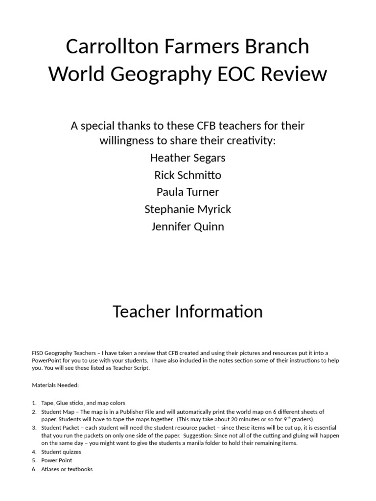 World Geography EOC Review 2 | PDF | Physical Geography | Climate