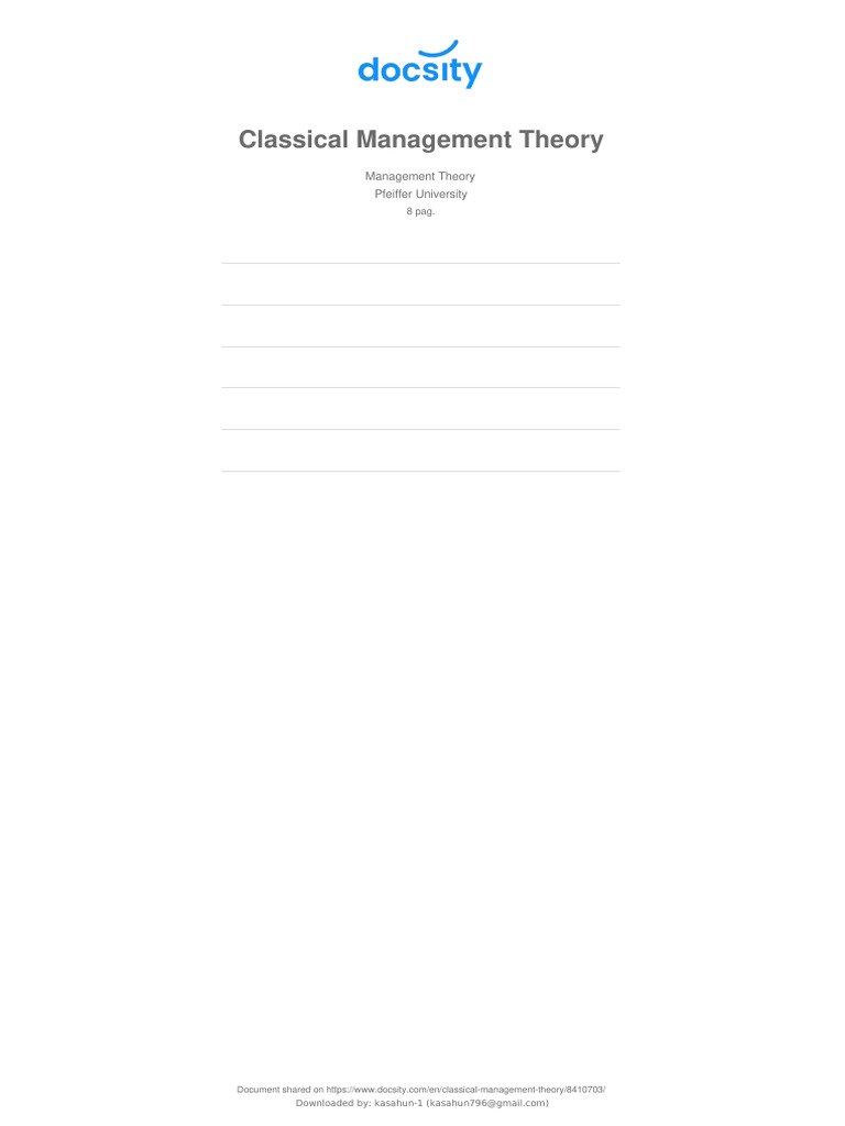 Docsity Classical Management Theory Pdf Bureaucracy Innovation 0743