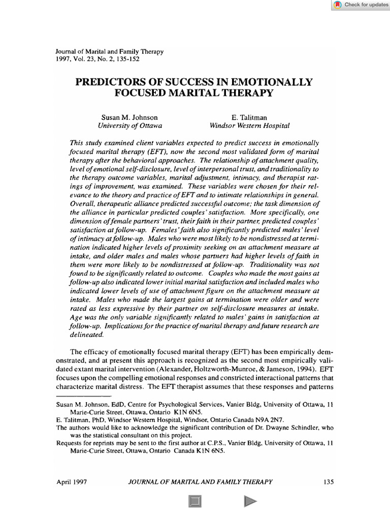 Johnson & Talitman (1997) | PDF | Intimate Relationships | Attachment Theory