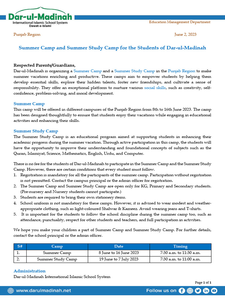 Circular Summer Study Camp 2023 | PDF