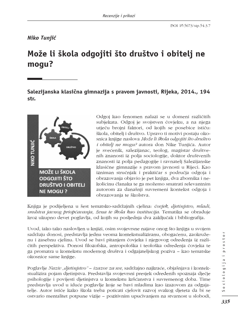 Niko Tunjic Moze Li Skola Odgojiti Sto D | PDF