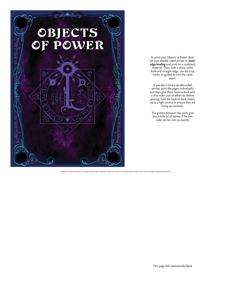 Objects of Power Deck Self Print | PDF | Glove