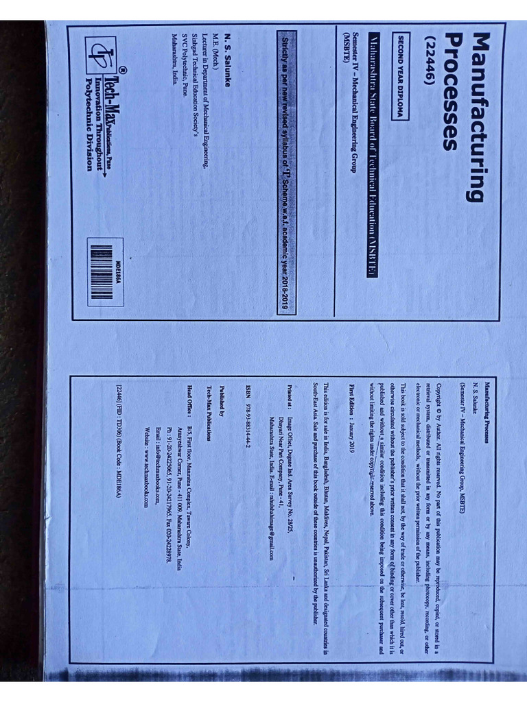 Manufacturing Process Book | PDF