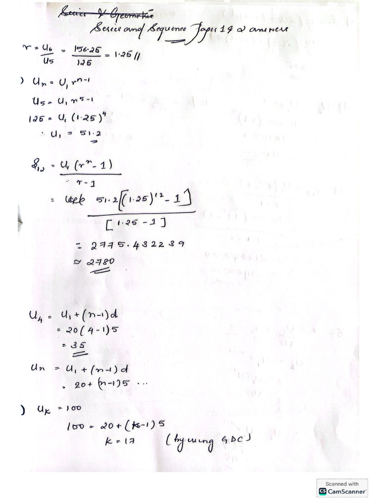 Series and sequence paper 1 and 2 answer-1 | PDF