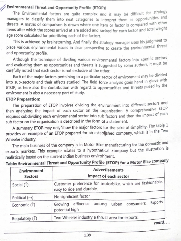 Environmental Threat and Opportunity Profile (ETOP)! | PDF