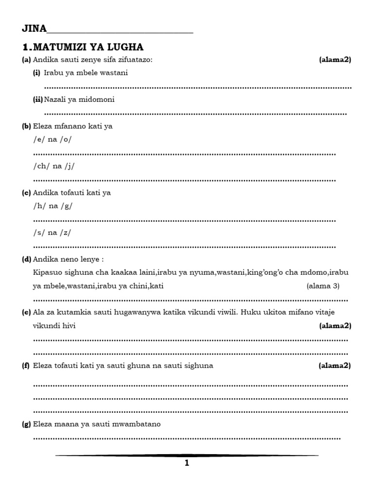 Assignment Form 1 | PDF