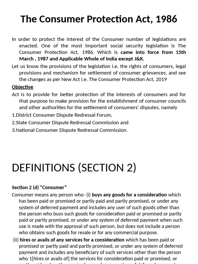 Overview of Consumer Protection Act 1986 | PDF | Negotiable Instrument ...