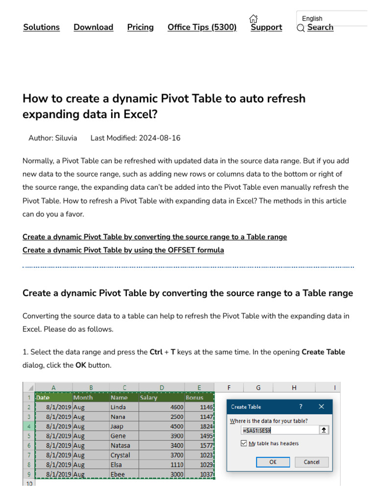 How To Create A Dynamic Pivot Table To Auto Refresh Expanding Data in Excel | PDF | Microsoft ...