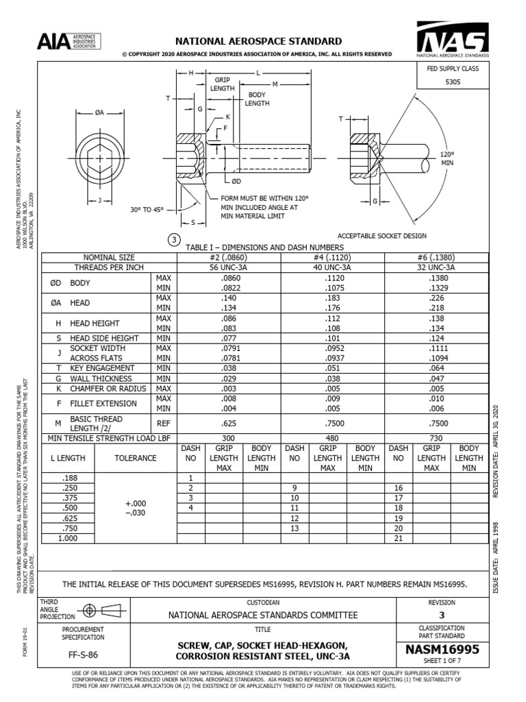 NASM16995 | PDF | Screw | Building Materials
