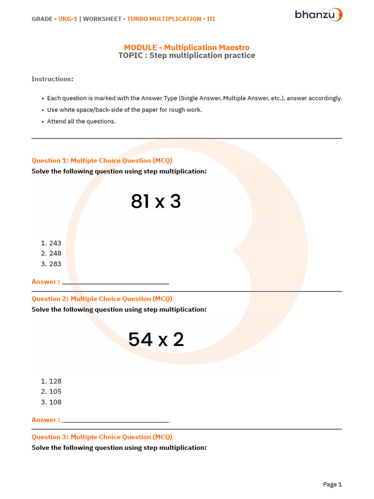 Prefix 7eecbfa21675930766377 - Name W TURBO MULTIPLICATION - III | PDF ...