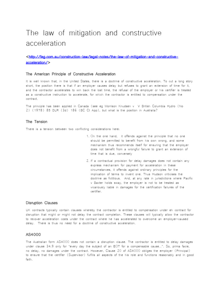 Notes - The Law of Mitigation and Constructive Acceleration | PDF ...