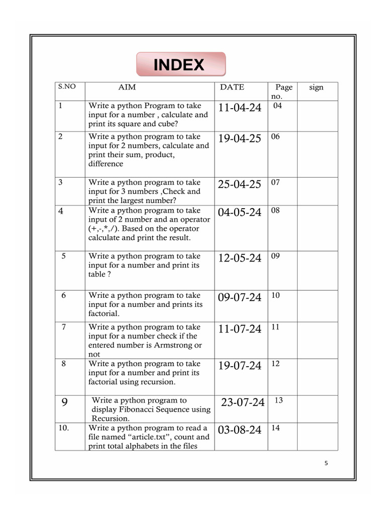 Computer Science Class 12th Practical File | PDF