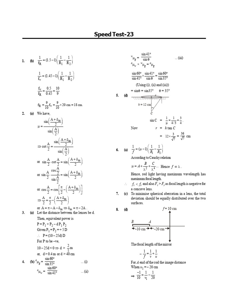 speed test_solutions | PDF | Waves | Electromagnetic Radiation