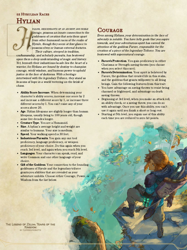 Hylian Race Traits for 5e RPG | PDF