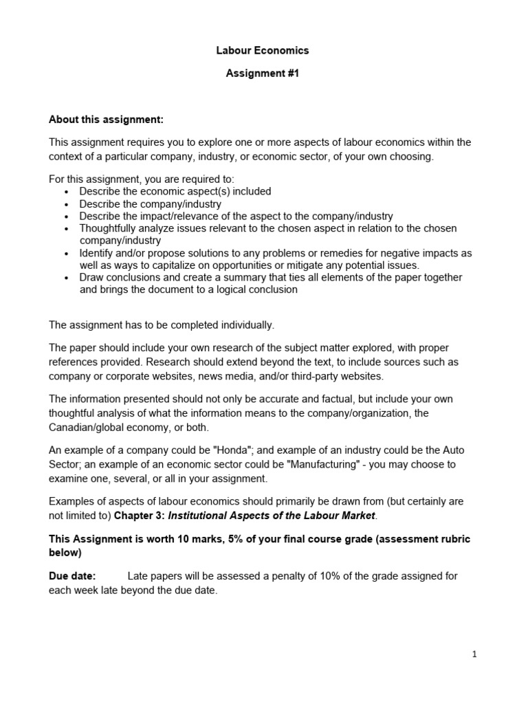 Assignment 1 | PDF | Economics