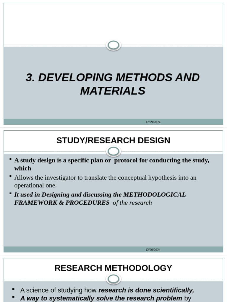 CH 3 1 DEVELOPMENT OF METHOD AND MATERIALS | PDF | Sampling (Statistics ...