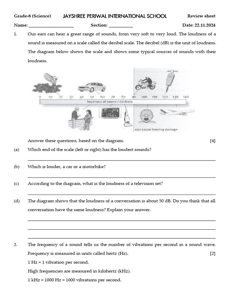 Answer Key - Sound Review Sheet | PDF | Hertz | Sound