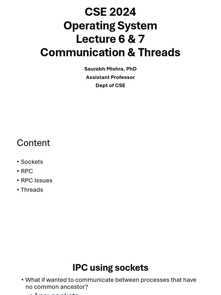 Lecture 6 & 7 | PDF | Thread (Computing) | Process (Computing) Lecture 6 & 7 | PDF | Thread (Computing) | Process (Computing)