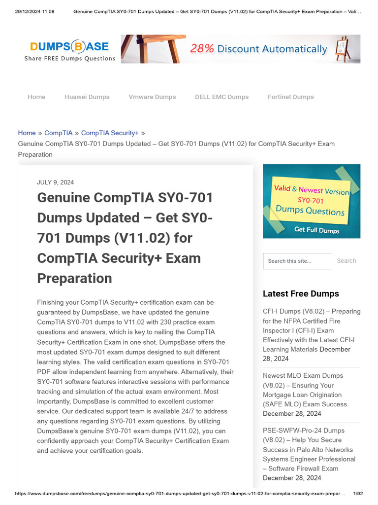 Genuine CompTIA SY0-701 Dumps Updated – Get SY0-701 Dumps (V11.02) for ...