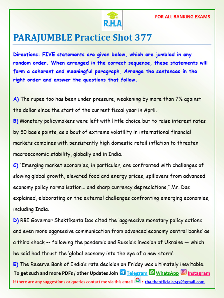 PARAJUMBLE Practice Shot 377 | PDF | Monetary Policy | Economies
