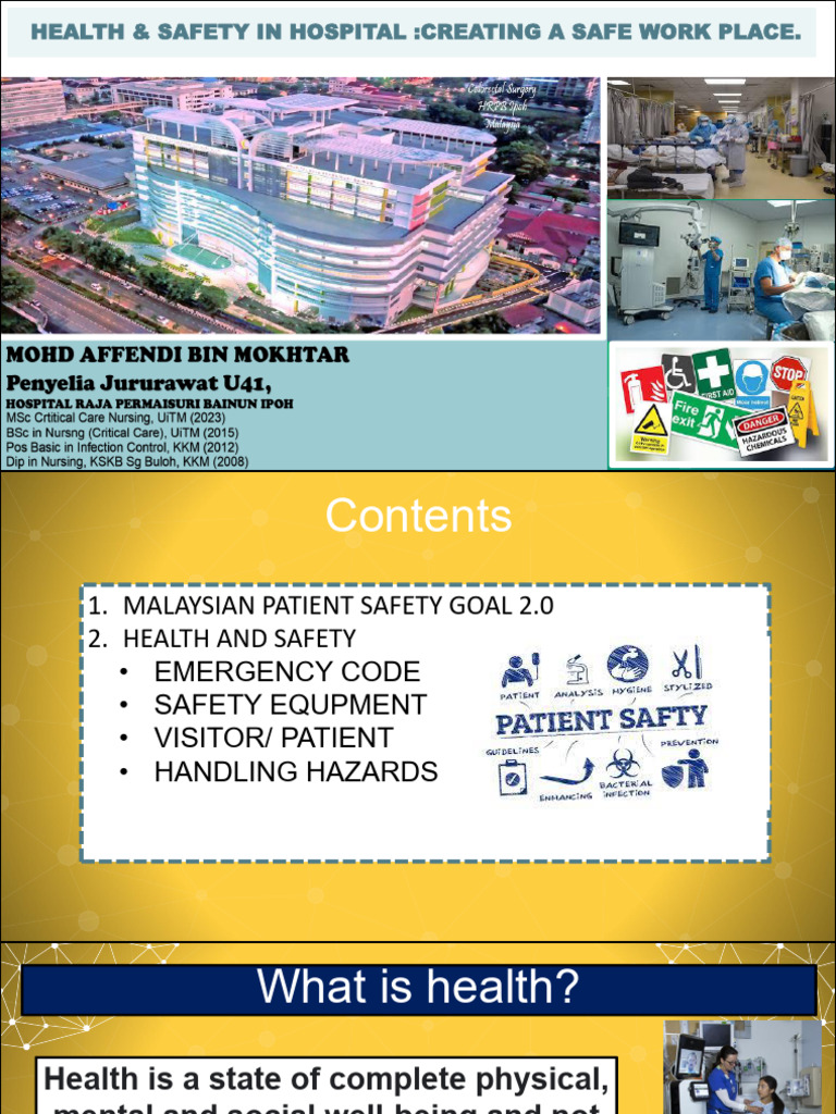 Health & Safety in Hospital Creating A Safe Work Place. | PDF ...