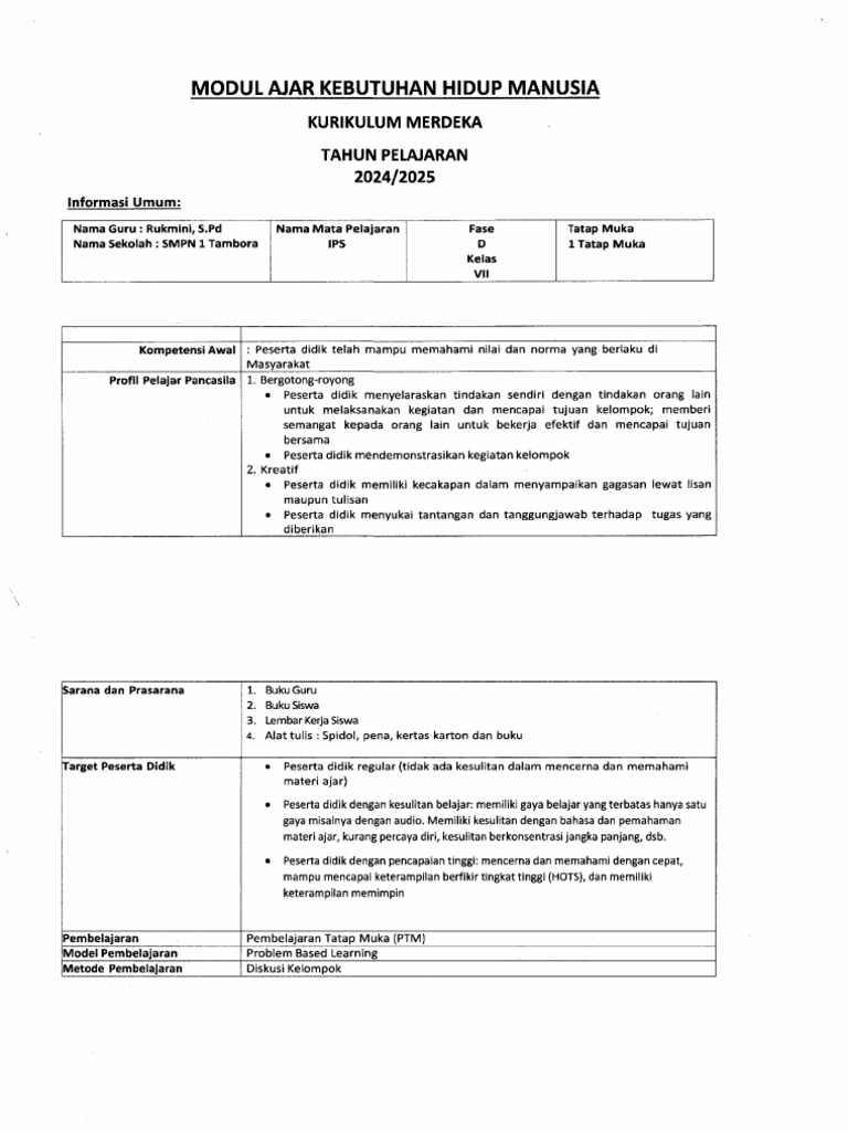 Rukmini Modul Ajar Fix | PDF