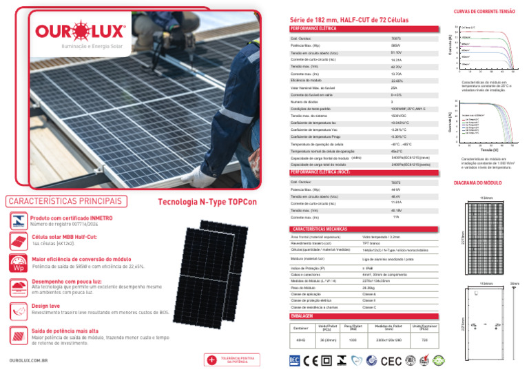 Datasheet - Ourolux Solar-585W | PDF | Corrente elétrica | Rede elétrica