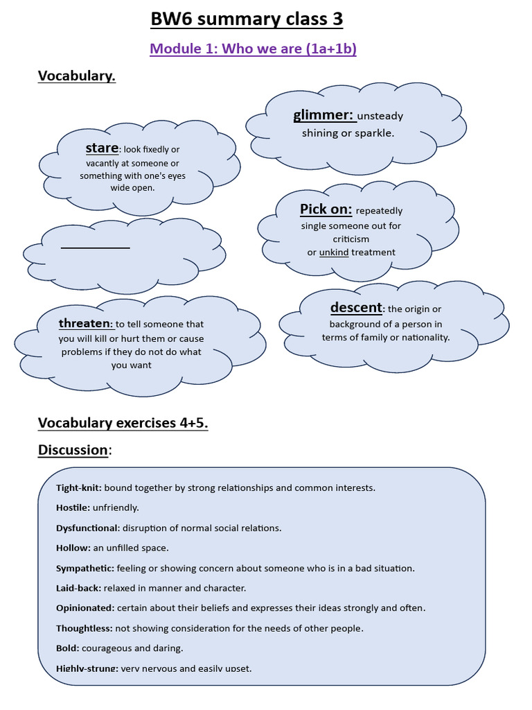 BW6 Summary Class 3 | PDF