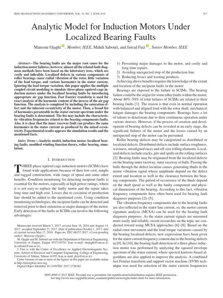 Analytic Model For Induction Motors Under Localized Bearing Faults ...
