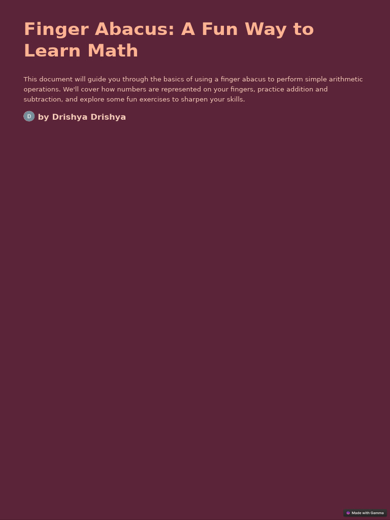 Finger Abacus A Fun Way To Learn Math. | PDF | Hand | Finger