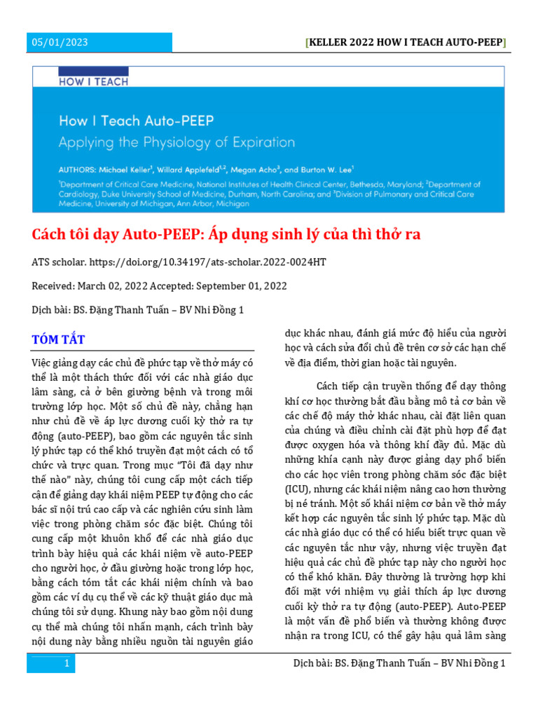 Keller 2022 How I Teach Auto-PEEP | PDF