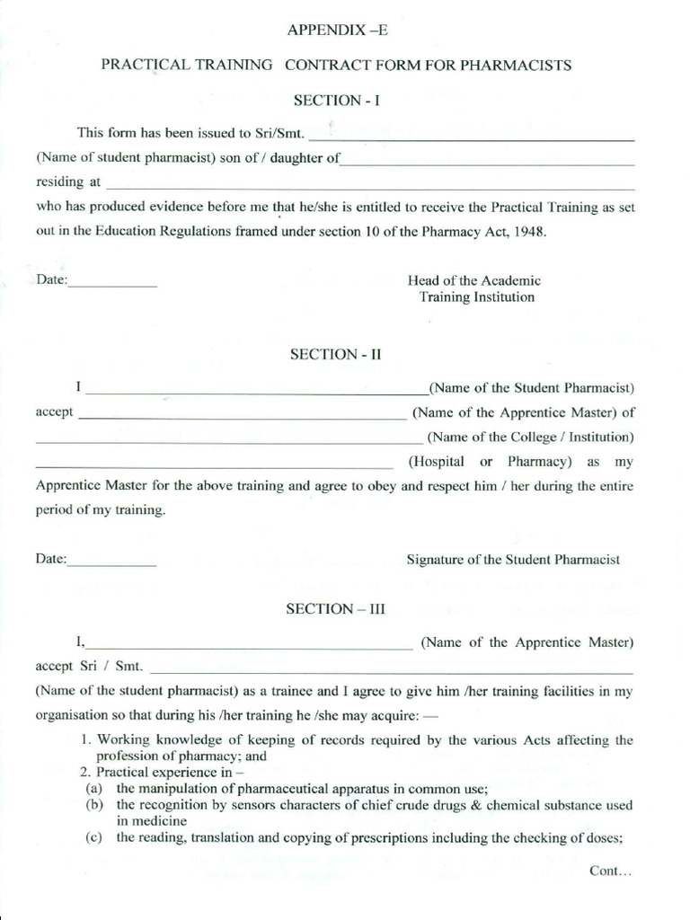 Practical Training Form Appendix E | PDF