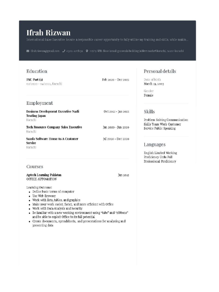 Ifrah Resume Updated | PDF
