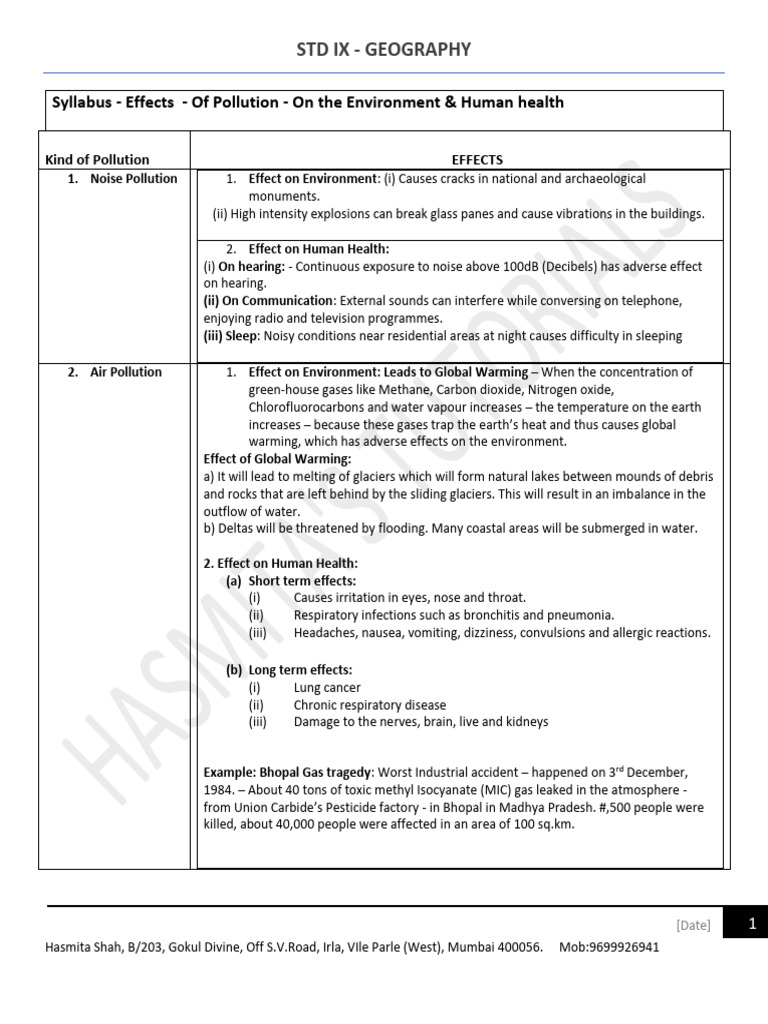 Chap 18 - Effects of Pollution - Summary | PDF | Pollution | Water ...
